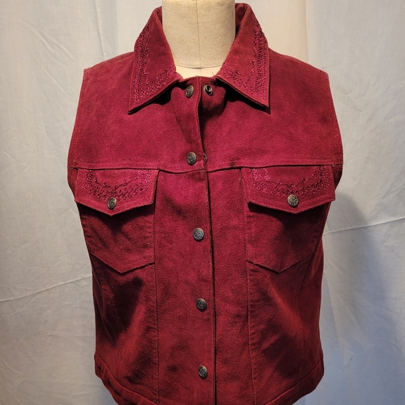Agapo | Jackets & Coats | Agapo Red Suede Leather Vest | Poshmark